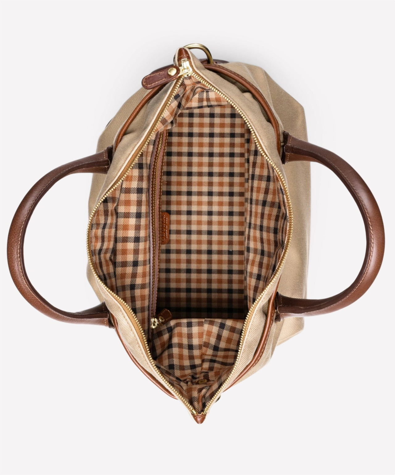 Editor No. 271 | Khaki Twill - Vintage Chestnut Leather Tote – Ghurka