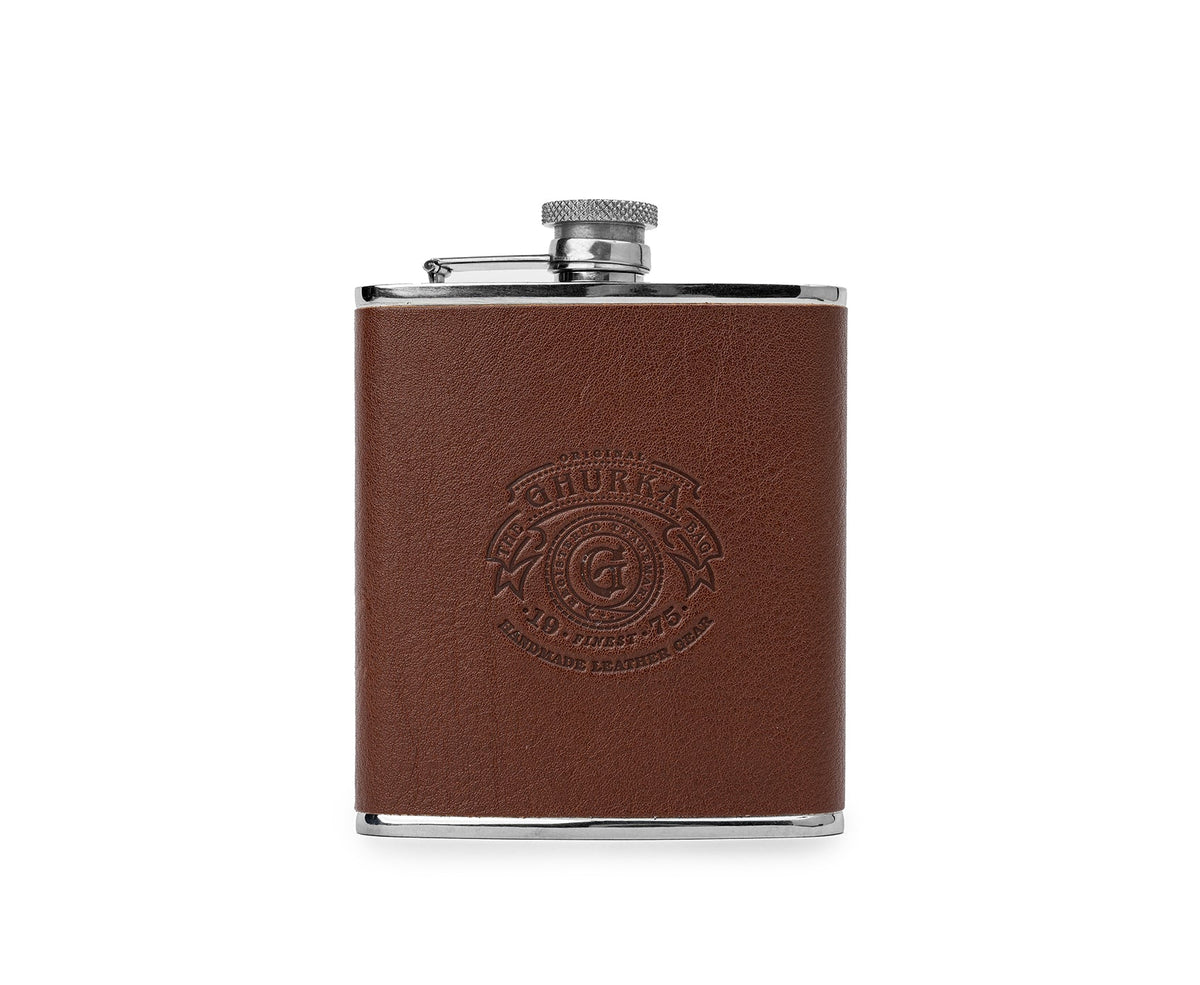 Leather Wrapped Flask | Vintage Chestnut Leather – Ghurka